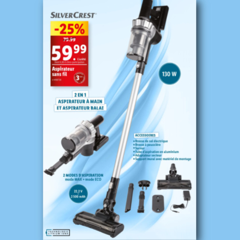 Aspirateur sans fil Lidl Silvercrest 59,99€