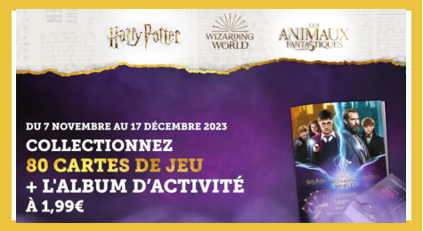 Magasins Super U cartes de jeu Harry Potter à collectionner