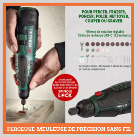 Perceuse meuleuse de précision sans fil LIDL Parkside 14,99€