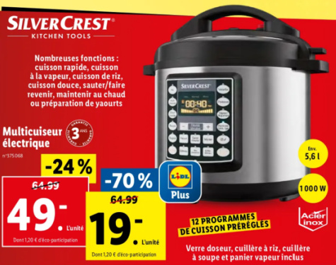 Multicuiseur électrique Lidl Silvercrest 19€