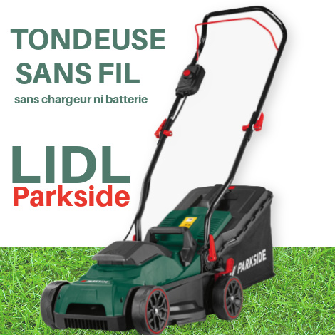 Tondeuse à gazon sans fil Lidl Parkside 74,99€